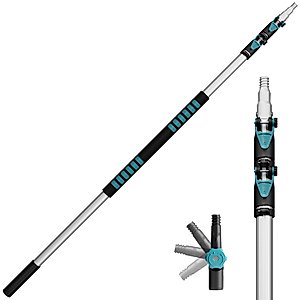 TelesPro 5-12FT Telescoping Extension Pole | Lightweight Aluminum Rod | Multi-Purpose Extendable Pole with Universal Twist-on Metal Tip | Ideal for Painting, Dusting, Window Cleaning,Tree Sawing