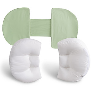 AngQi Pregnancy Pillows for sleeping, Side Sleeper Pregnancy Wedge Pillows, Double Wedge for Body, Belly, Back Support, Maternity Pillow with Removable and Adjustable Cover(Pale Green)