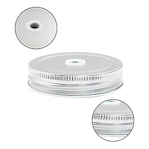 Coufce 8 PCS 2.7" Mason Jar Lids with Straw Hole Stainless Steel Drinking Jar Lids Canning Lids Polished Surface Reusable Premium Mason Jar Lids for Ball, Kerr Jars