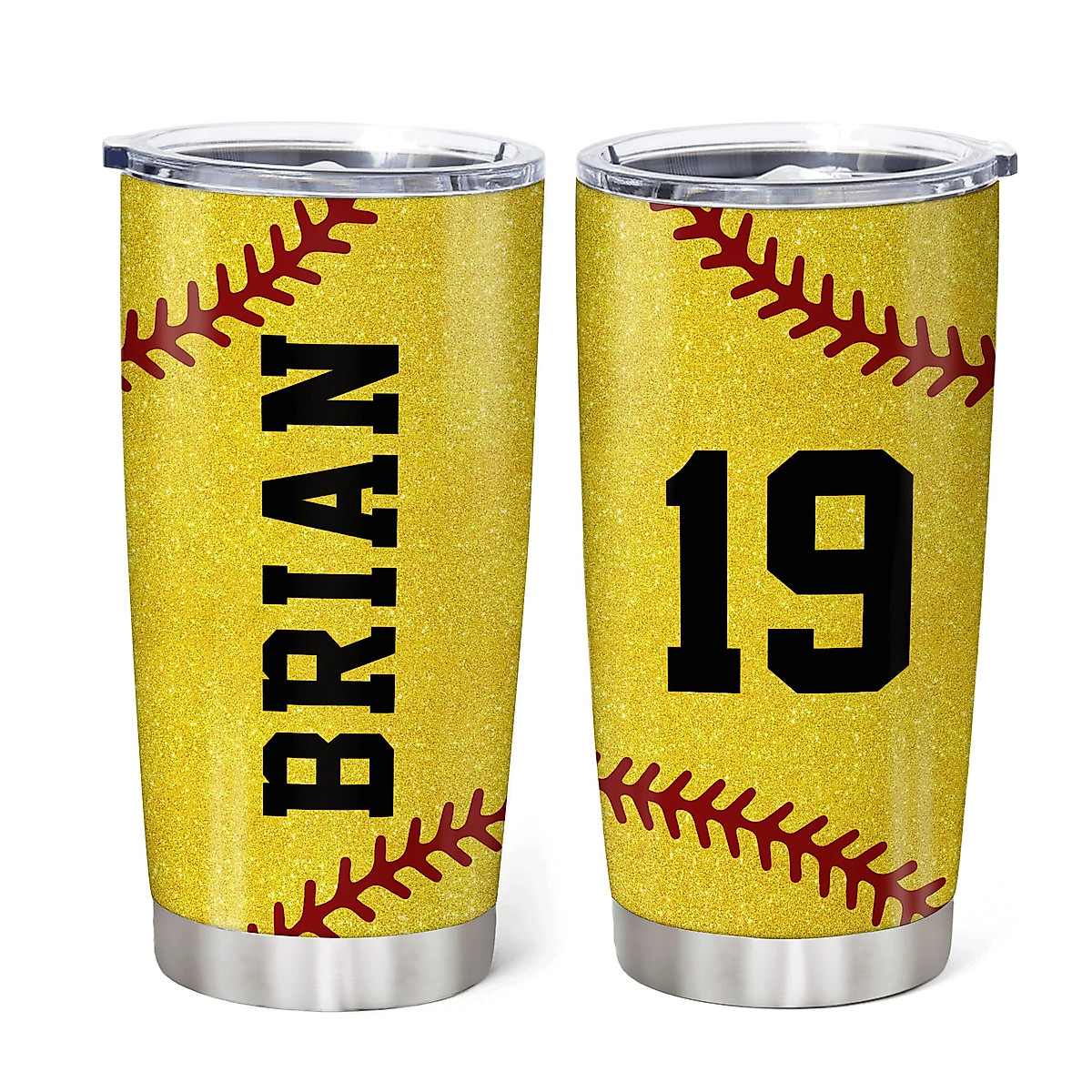 Hyturtle Personalized Softball Tumbler - Softball Print Custom Name Stainless Steel Tumbler 20oz With Straw Lid - Softball Gifts For Mom Women Men Fan Coach Sport Lovers Birthday Mother's Day