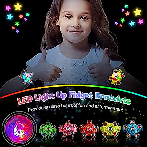 30Pcs LED Light Up Bracelet, Party Favors for Kids, Light Up Fidget Spinner Bracelets, Glow in The Dark Party Supplies, Classroom Prizes, Return Gifts, Halloween Christmas Goodie Bag Stuffers