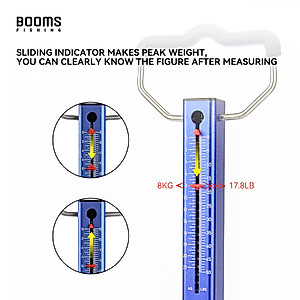 Booms Fishing TS2 Aluminum Tube Fish Scale, Spring Fishing Drag Scale, Easy to Read Hanging Scale, 50 lbs Pull Scales, Widely Used for Hooks Tension, Rigs Tension, Fishing Scale, Luggage Scale