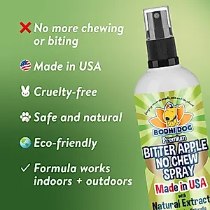 Bodhi Dog Bitter Apple No Chew Spray - Natural Training Aid for Dogs & Puppies - Discourages Pet from Chewing and Biting on Furniture, Shoes, Plants & More - Safe, Humane - Made in USA (8 Fl Oz)