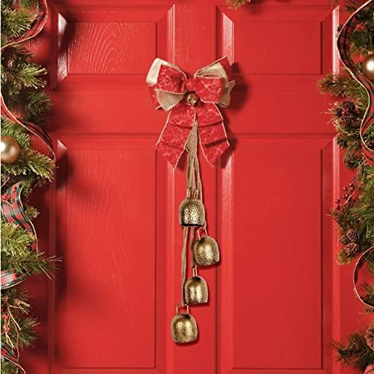 Cow Bell,Bells Ornament 2024,Christmas Bells for Decoration,Decorative Bells,Metal Tibetan Inspired Meditation Decorative Cow Bell with Jute Hanging Rope