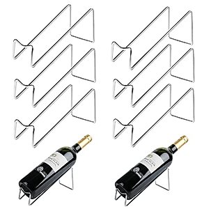 yeesport Single Wine Rack, Set of 6 Wine Bottle Holders, Simple Style Metal Wine Bottle Stand, Modern Single Bottle Champagne Rack, Countertop Liquor Bottle Stand Wine Organizer Rack for Dining Table