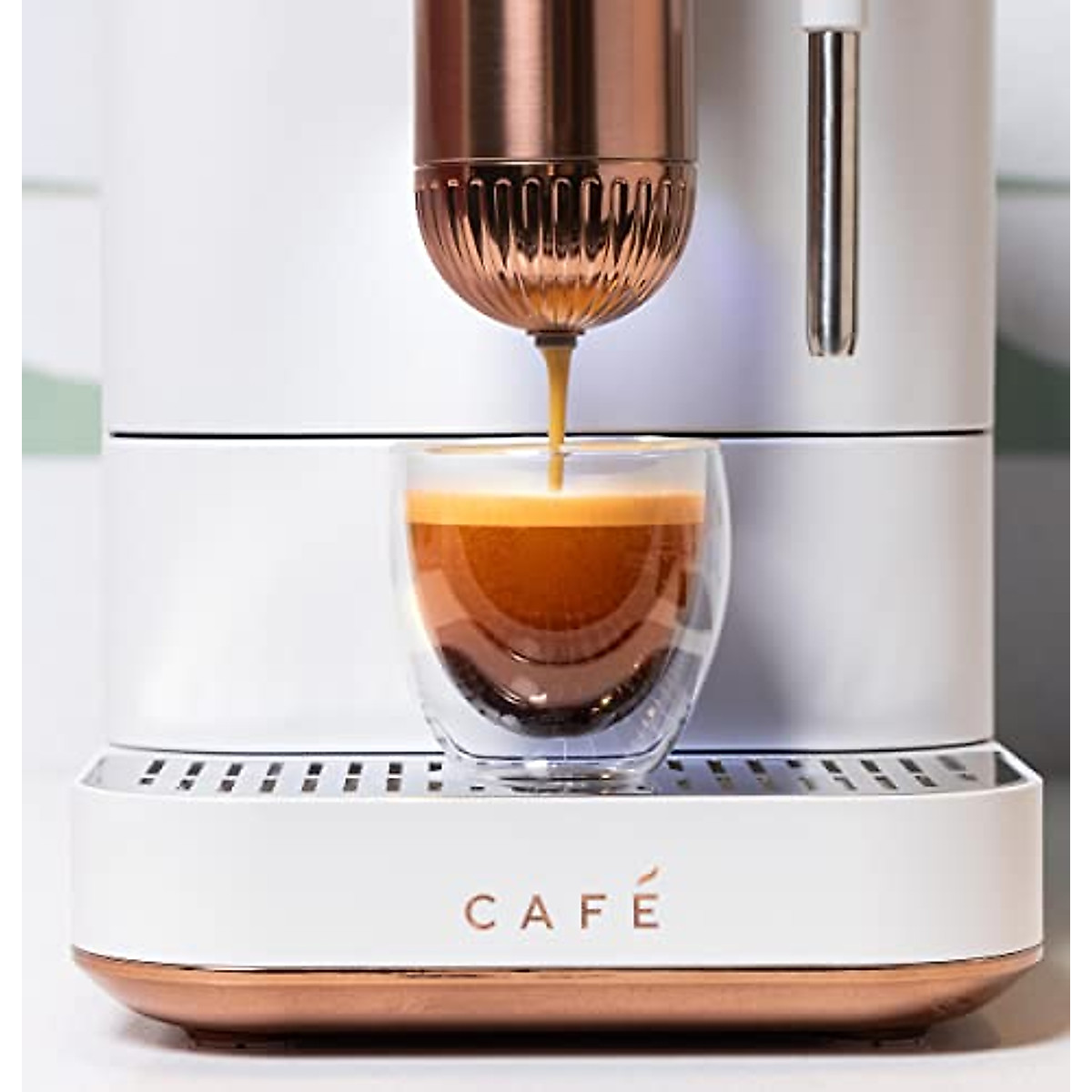 Café Affetto Automatic Espresso Machine + Milk Frother | Built-In & Adjustable Espresso Bean Grinder | One-Touch Brew in 90 Seconds | Matte White, 1.2 Liter, (C7CEBBS4RW3)