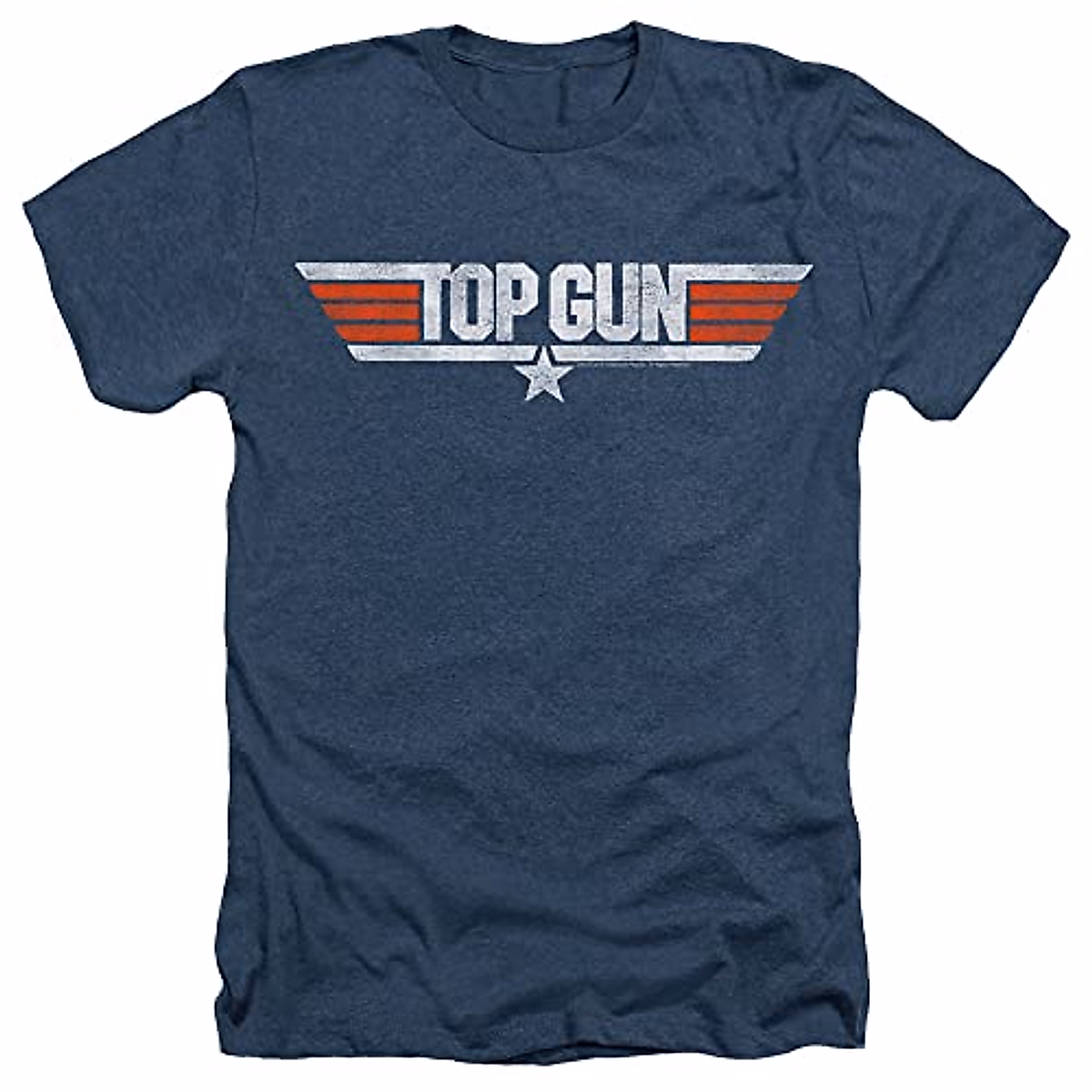 Top Gun Distressed Logo T-Shirt and Stickers (Medium) Heather Navy