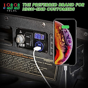 10L0L Golf Cart 3 in 1 Multifunctional Integrated Panel,12V 3.0 Fast Charge Dual USB Charger Socket & LED Digital Voltmeter & Forward Reverse Switch Button,Fit for EZGO TXT PDS Golf Models