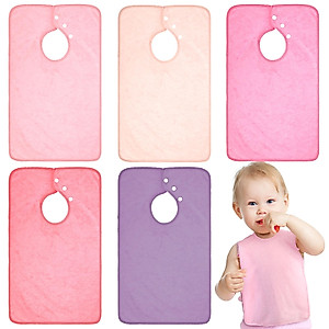 Hercicy 5 Pcs Full Coverage Toddler Bibs Baby Bibs Terry Cloth Absorbent Baby Bibs Large Pullover Towel Bibs with Snap (Cute)