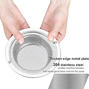 LASSHSWA Kitchen Sink Strainer Stainless Steel, Kitchen Sink Drain Strainer with Handle, Sink Strainers with Large Wide Rim 4.5" Diameter for Kitchen Sinks (2PCS)