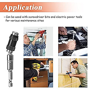 Mesee 3 Pieces Magnetic Pivoting Bit Tip Holder 1/4'' Hex Shank Quick Change Screwdriver Bit Holder Extension Bar Magnetic Screw Drill Tips Holder Extender Bendable in 20° for Corners or Tight Spots
