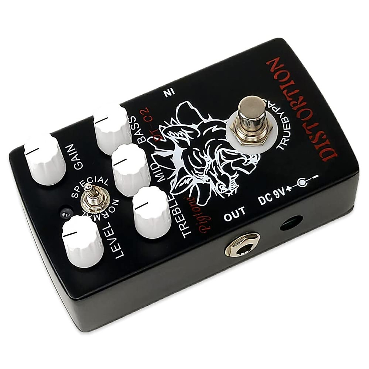 pigtone Distortion Guitar Pedal, Distortion Guitar Pedal for Electric Guitar Effect Natural Tight Pedal True Bypass Black PP-30