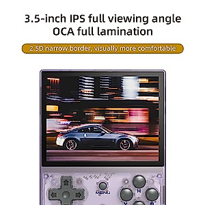 RG35XX Handheld Game Console Linux Garlic OS, HDMI and TV Output 3.5 Inch IPS Screen 64G TF Card 6800+ Classic Games 2600mAh Battery ( (RG35XX-Transparent Purple Latest)
