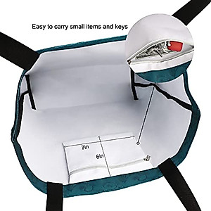 ALAZA Owl Print Boho Ethnic Large Canvas Tote Bag Shopping Shoulder Handbag with Small Zippered Pocket