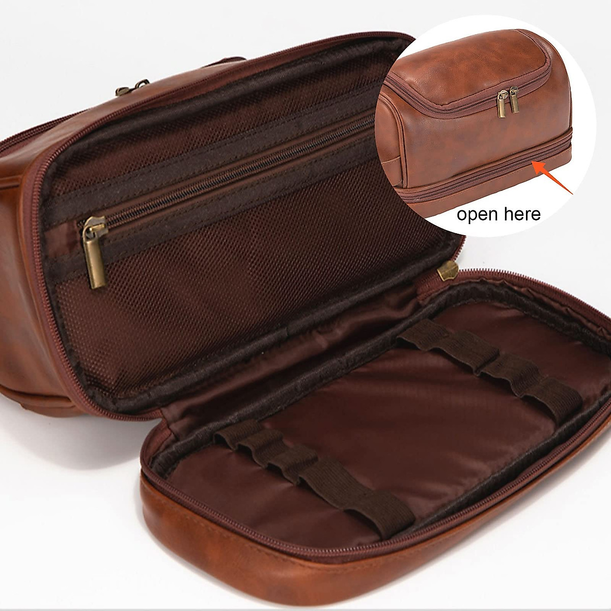 Personalized Toiletry Bag For Men, Husband, Boyfriend, Dad Large Capacity Leather Travel Dopp Kit Handcrafted Custom Name Unique Gift For Birthday| Fathers Day| Anniversary| Wedding Groomsmen Gifts