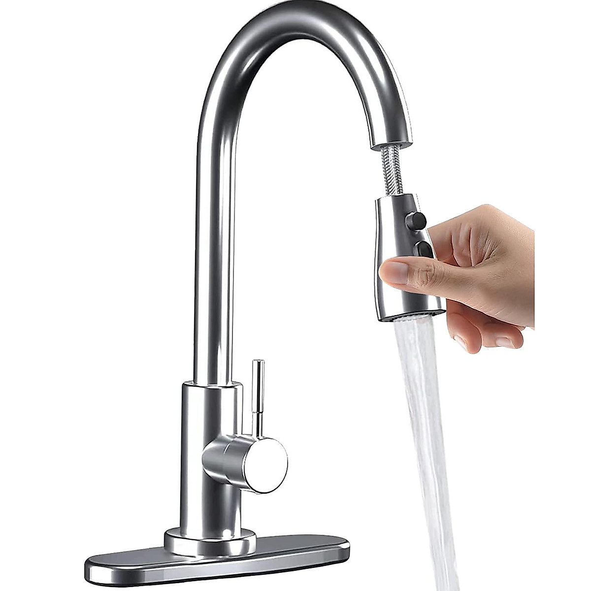Susbie Kitchen Faucets with Pull Down Sprayer,Kitchen Faucet,Single Handle Kitchen Sink Faucet with Pull Out Sprayer,Single Level Stainless Stee