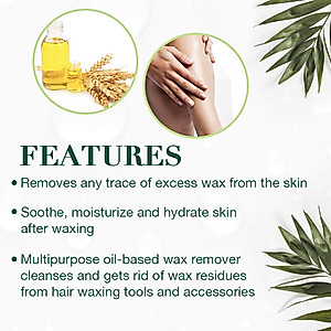 Clean + Easy Remove - After Wax Remover for the Skin with Wheat Germ Oil, Post Waxing Cleanser, 16 oz