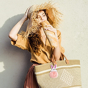 WILLBOND 6 Pieces Animal Pom Pom Keychain Cute Fluffy Ball Key Ring for Women Girls Bag Accessories(Sweet Style)