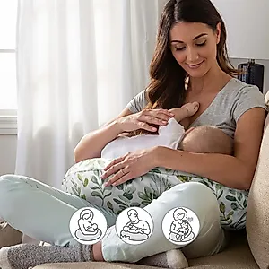 Boppy Original Nursing Pillow, Green Foliage, Ergonomic Nursing Essentials for Bottle and Breastfeeding, Firm Fiber Fill, with Removable Pillow Cover, Machine Washable