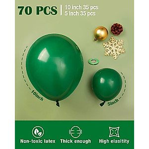 Styirl 10/5 Inch Dark Green Balloons - 70 pcs Party Latex Ballons As Birthday Balloons/Merry Chritmas Balloons/Graduation Balloons/Gender Reveal Balloons for Birthday/Baby Shower/Wedding/Party decorations