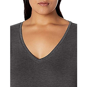 Amazon Essentials Women's Short-Sleeve V-Neck T-Shirt (Available in Plus Size), Charcoal Heather, 2X