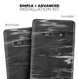 DesignSkinz Black & Silver Marble Swirl V2 Protective Vinyl Decal Wrap Skin Cover Compatible with The Samsung Galaxy S20 (Screen Trim & Back Glass Skin)