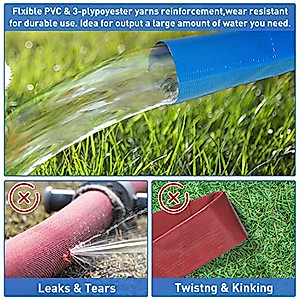 Gonioa 2 inches x 25 FT Heavy-Duty PVC Swimming Pool Backwash Hose, Reinforced Discharge Hose with Clamp for Swimming Pools, Blue