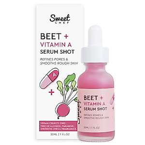 Sweet Chef Beet + Vitamin A Serum Shot - Vitamin A (Retinol) Serum for Face with Seaberry Extract - Hydrates + Smooths the Look of Rough Skin and Pores for a Radiant Glow (30ml / 1 fl oz)