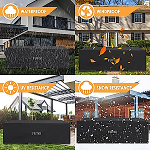 Outdoor Patio Furniture Covers Waterproof, 600D Heavy Duty Oxford Covers for Patio Furnitures as General Table Chair Bay Sofa, UV Proof Wind Proof Snow Resistant in Winter (Black, 124" x 71" x 29")