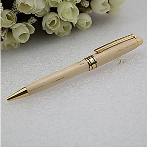 JASON YUEN 5PCS PACK Wooden Eco pen White wood ballpoint pens with gold accessories (Model A, 5PCS WHITE WOODEN)