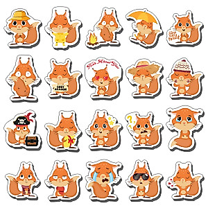 GOLEEX 20 Pack Pcs Squirrel Sticker Cute Animal Waterproof Vinyl Stickers Decals Item for Adults Kids Boys Journaling Diary Water Bottle Phone Computer Accessories Birthday Gifts