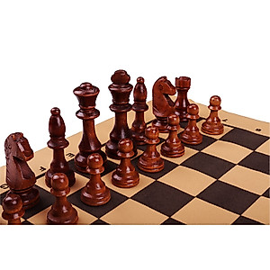 Wowwoody 4 King Height Wooden Chess Pieces (32+2 Extra Queens) Wooden Chess Pieces Tournament Staunton Wood Chessmen Pieces Only, Chess Game Pawns Figurine Pieces, Includes Storage Bag(11056)