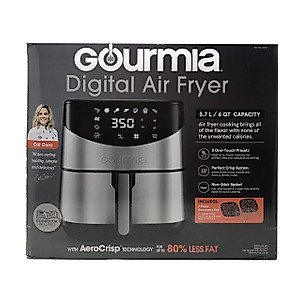 Gourmia GAF685 Stainless Steel No Oil Healthy Frying 6 Quart Digital Air Fryer (Certified Refurbished)