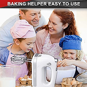Lord Eagle Hand Mixer Electric, 400W Power handheld Mixer for Baking Cake Egg Cream Food Beater, Turbo Boost/Self-Control Speed + 5 Speed + Eject Button + 5 Stainless Steel Accessories