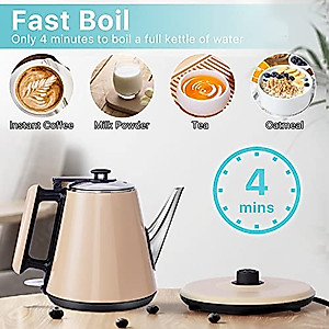 BOMICHING Electric Water Kettle, Double Wall Electric Kettle, Food Grade Stainless Steel Electric Tea Kettle, Electric Kettles For Boiling Water BPA Free, Auto Shut-off, Boil-Dry Protection