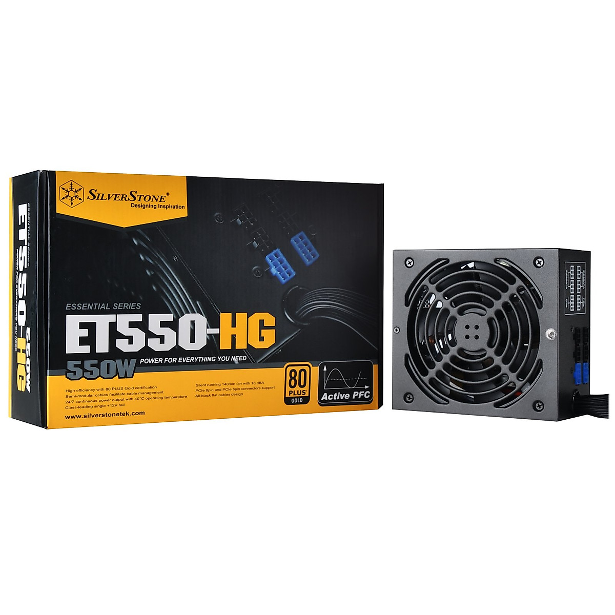 SilverStone Technology 550 Watt Semi-Modular 80 Plus Gold Computer Power Supply PSU, SST-ET550-HG