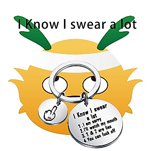 Funny Sarcastic Gift I Know I Swear A lot I Am Very Sorry I'll Try To Be Good Keychain Rude Gift Best Friend Birthday Gift (Funny Sarcastic Gift)