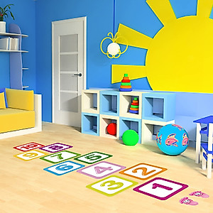 Yuehuam Number Footprint Floor Sticker Puzzle Games Number Hopscotch Sticker Floor Decals Creative Lattice Floor Sticker for Room Classroom Nursery Ground Corridor Decor