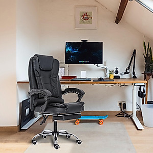 Office Chair Swivel Ergonomic Executive Computer Task Desk Seat Chairs Black Faux Leather Comfortable and Adjustable