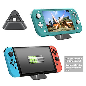 Charging Dock Compatible with Nintendo Switch/Switch Lite/Switch OLED Model, Compact Charger Stand Station with Type C Port Compatible with Nintendo Switch Lite 2019 / Switch OLED Model(Gray)