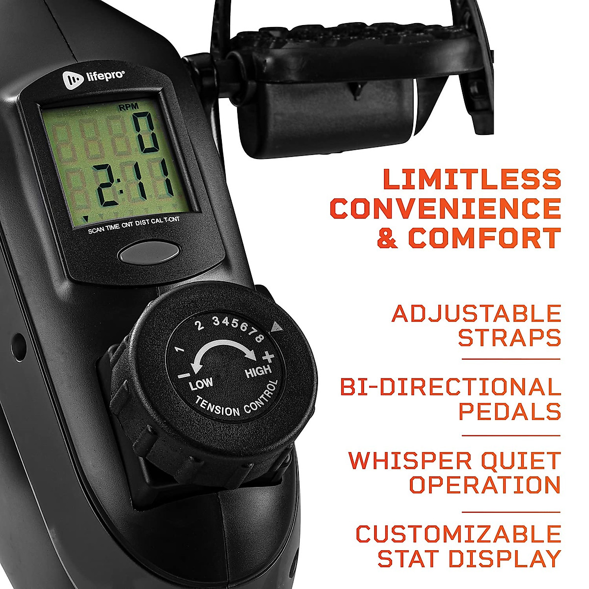 LifePro Under Desk Bike Pedal Exerciser, Arm and Leg Mini Exercise Bike Stationary Bike Pedals, Perfect Desk Exercise Equipment, for Seniors Adults and Teens - Foot Pedal Exerciser and Desk Workout