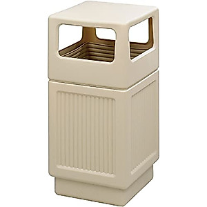 Safco Canmeleon Trash Can, 38 Gallons, Indoor and Outdoor Use, Durable & Weather-Resistant Commercial Garbage Can, Tan