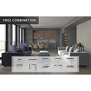 LLappuil Modern Modular Sectional Sofa Set, Low Back Minimalist Style Couch with Ottoman and Chaise Lounge, Soft Fabric 14 Seater Oversized 130.6" Sofa for Living Room, Dark Grey