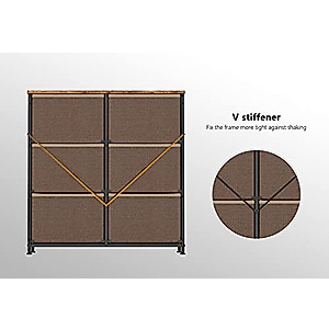 FEZIBO Dresser Organizer, Chest of Drawers-Dresser for Bedroom, Hallway, Entryway, Closets, Furniture Storage Tower-Steel Frame, Wood Top, 6 Drawers Organizer Units-Coffee and Brown