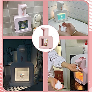 AMYESE Cute Automatic Soap Dispenser - Kids Touchless Pink Hand Soap Dispenser,Wall Mount Waterproof USB Rechargeable, 13.5oz/ 400ml for Bathroom Countertop, Kitchen, Office, Hotel, Preschool Children