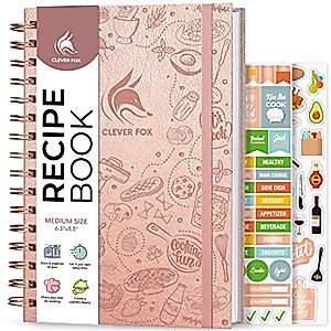 Clever Fox Recipe Book Spiral – Make Your Own Family Cookbook – Blank Recipe Notebook Organizer – Empty Cooking Journal to Write In Recipes – Medium Size, 6.3”x8.3”, Hardcover (Rose Gold)