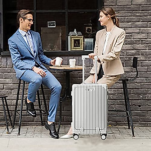 feilario Aluminium Frame Hardside Expandable Spinner Wheel Luggage, Built-In TSA lock Carry on Suitcase, with Cup Holder & USB Port & Phone Holder - - in 18in/20in/24in Sizes