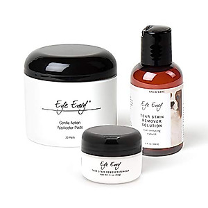 Eye Envy Dog Tear Stain Remover Starter Kit | Tear Stain Essentials in one kit at a 2-Step System | Lasts 30-45 Days | Solution 2 fl.oz, Applicator Pads 30 Count and Powder 0.5oz