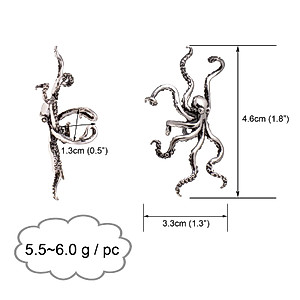 Paialco 925 Sterling Silver Octopus Ear Cuff Earrings