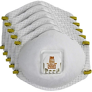 3M Particulate Respirator 8511Pro, N95, Disposable, Grinding, Sanding, Sawing, Sweeping, Dust, Smoke, 5/Pack